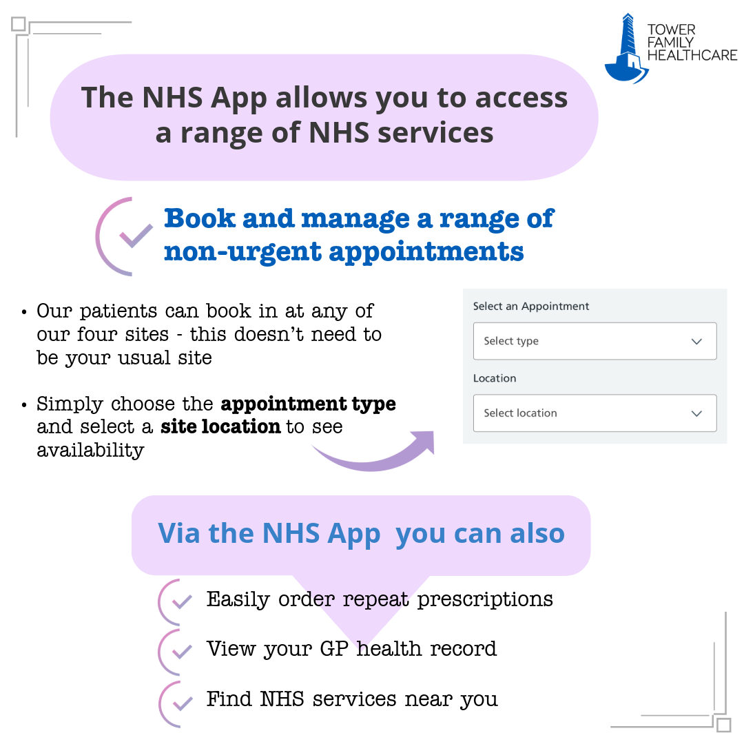 Booking an appointment via the NHS App – Tower Family Healthcare